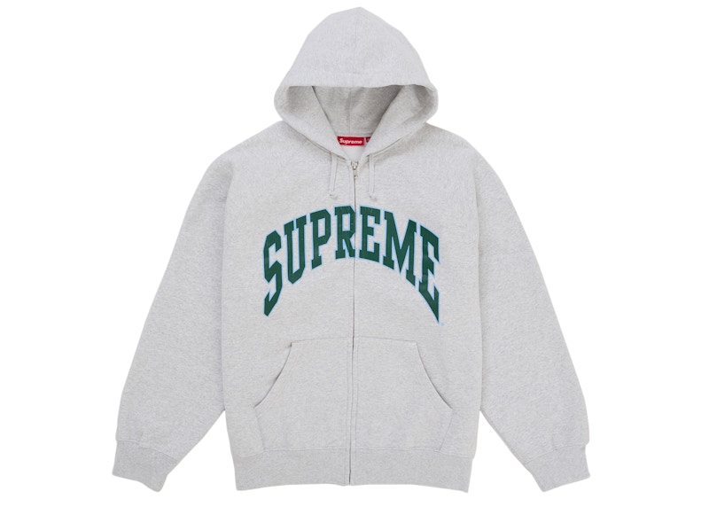 トップス Cracked Raglan Zip Up Hooded Sweatshirt Supreme Cracked Raglan Zip Up Hooded Sweatshirt - Ash Grey